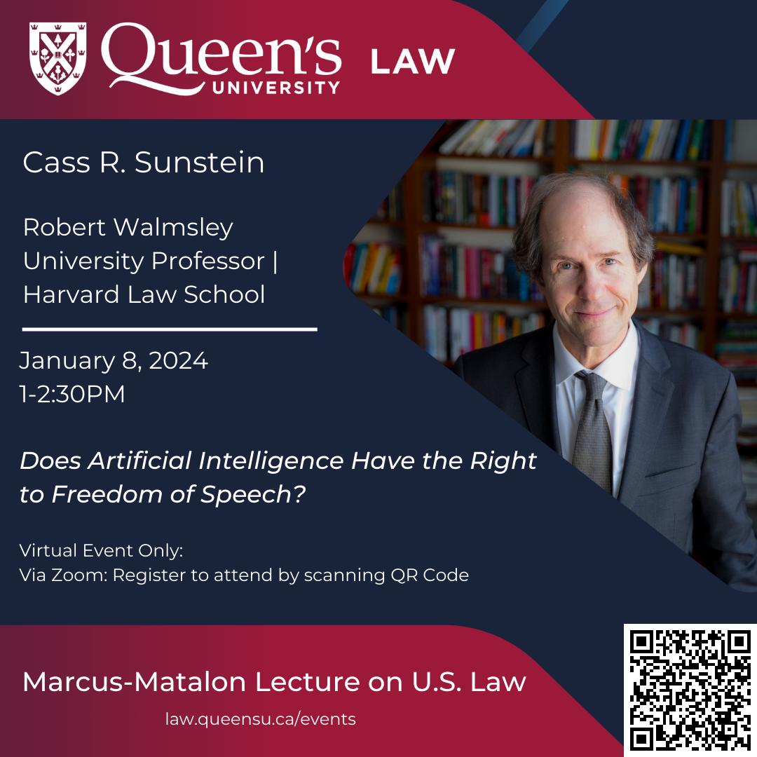 Marcus-Matalon Lecture with Cass R Sunstein | Queen's Law
